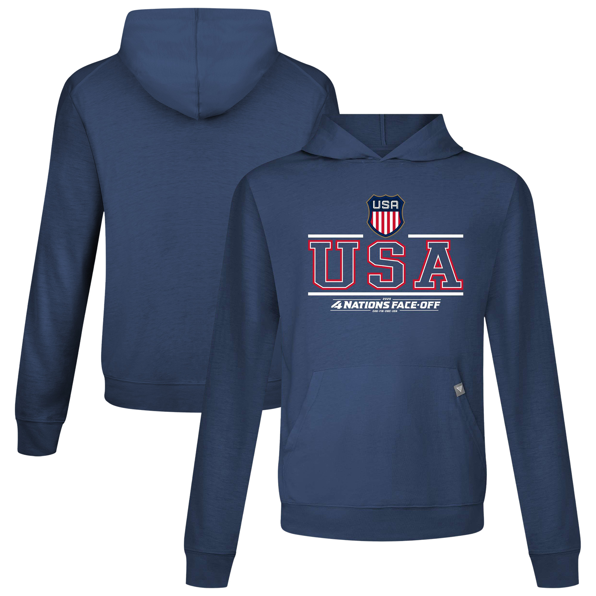 Men's Levelwear Navy USA 2025 4 Nations Face-Off Relay Pullover Hoodie ...