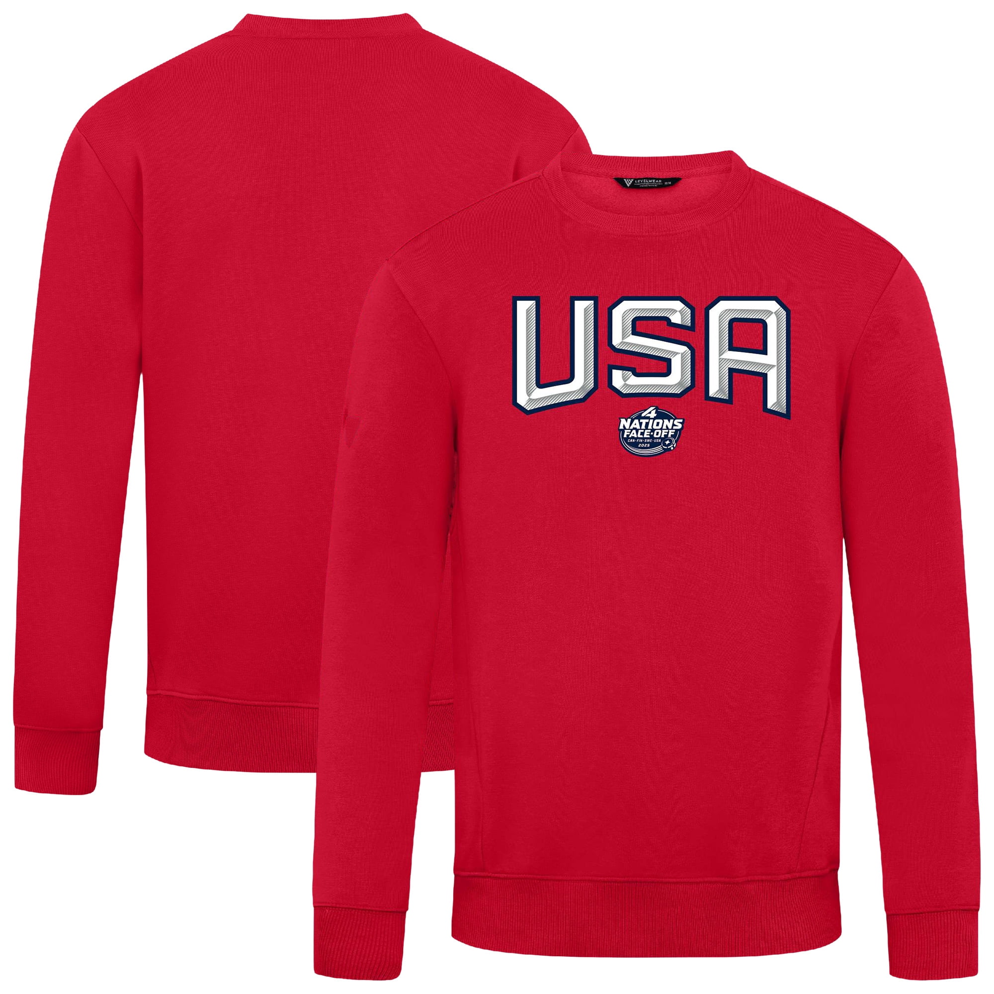 Men's Levelwear Red USA 2025 4 Nations Face-Off Zane Pullover ...