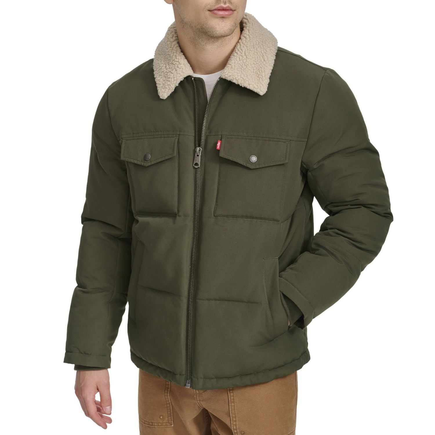Men's Levi's® Aviator Puffer Jacket Color: Olive Size: M - Walmart.com