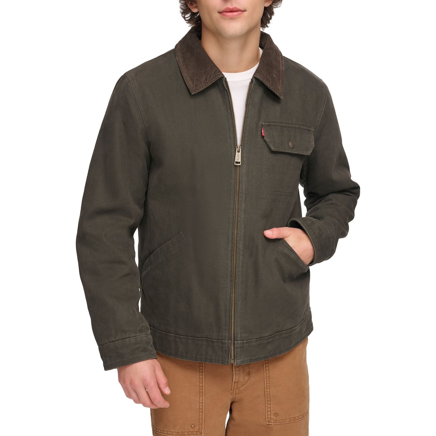 Men's Levi's® Cotton Utility Worker Jacket Color: Olive Size: L ...