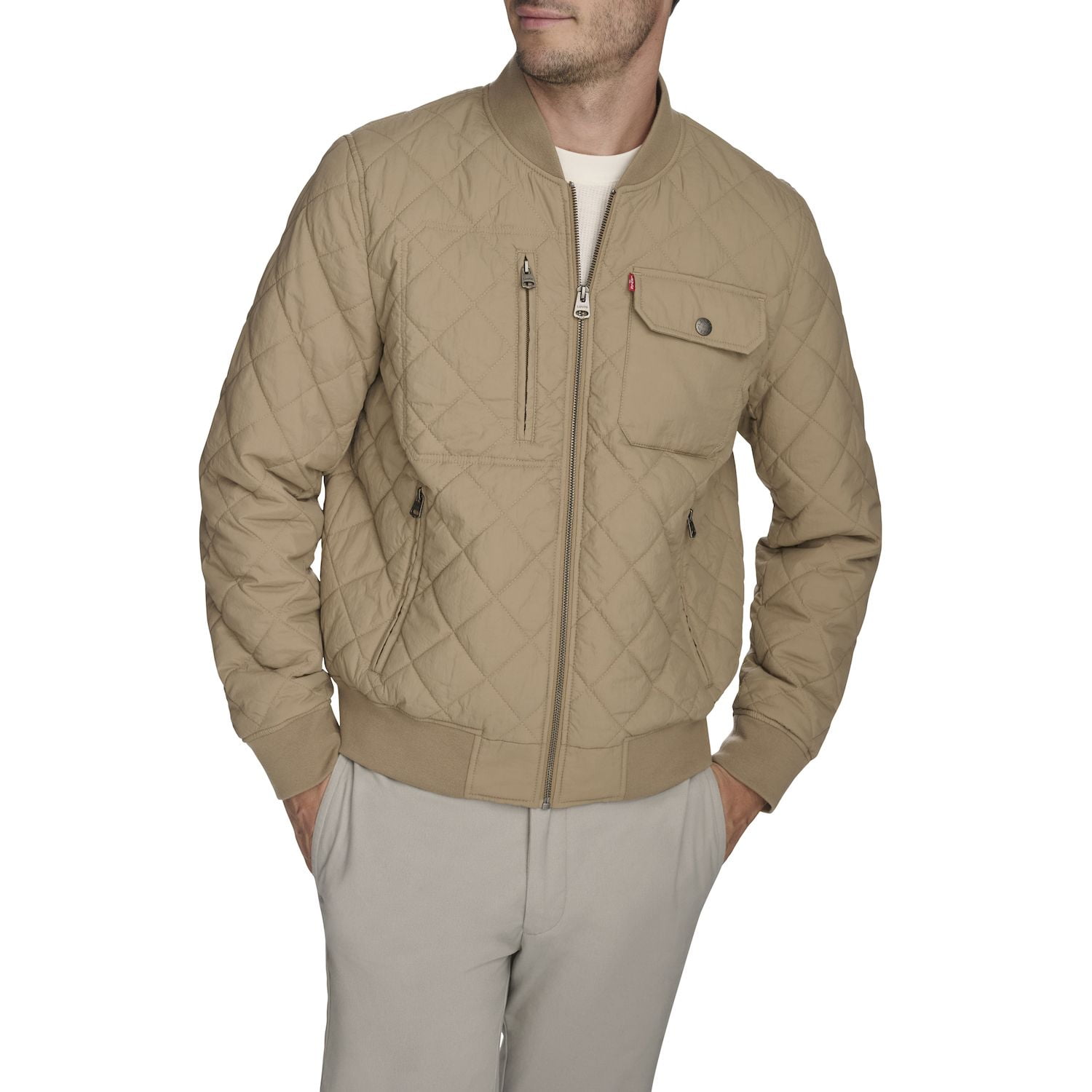 Men's Levi's® Diamond Quilted Jacket Color: Taupe Size: L - Walmart.com