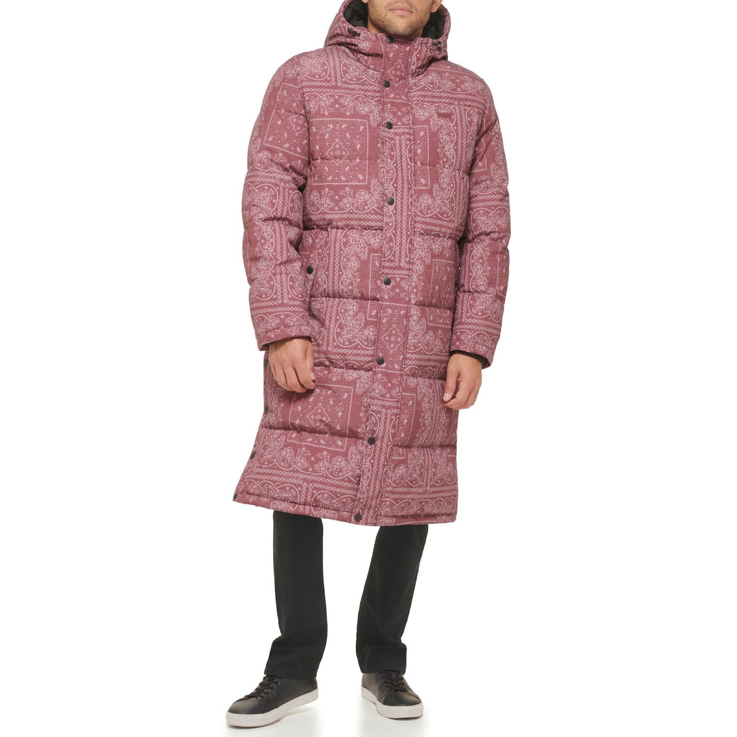 Men's Levi's® Oversized Long Quilted Parka Jacket Color: Red Bandana ...