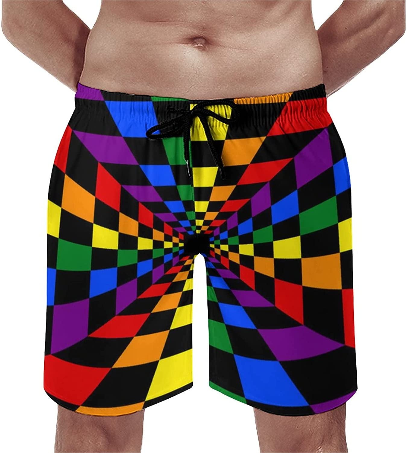 Men's Lgbt-Pride-Flag-Rainbow-Trippy-Checkerboard Quick Dry Board ...