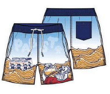 Men's Licensed Beer Board Shorts, PBR Graphic Summer Swim Trunks with ...