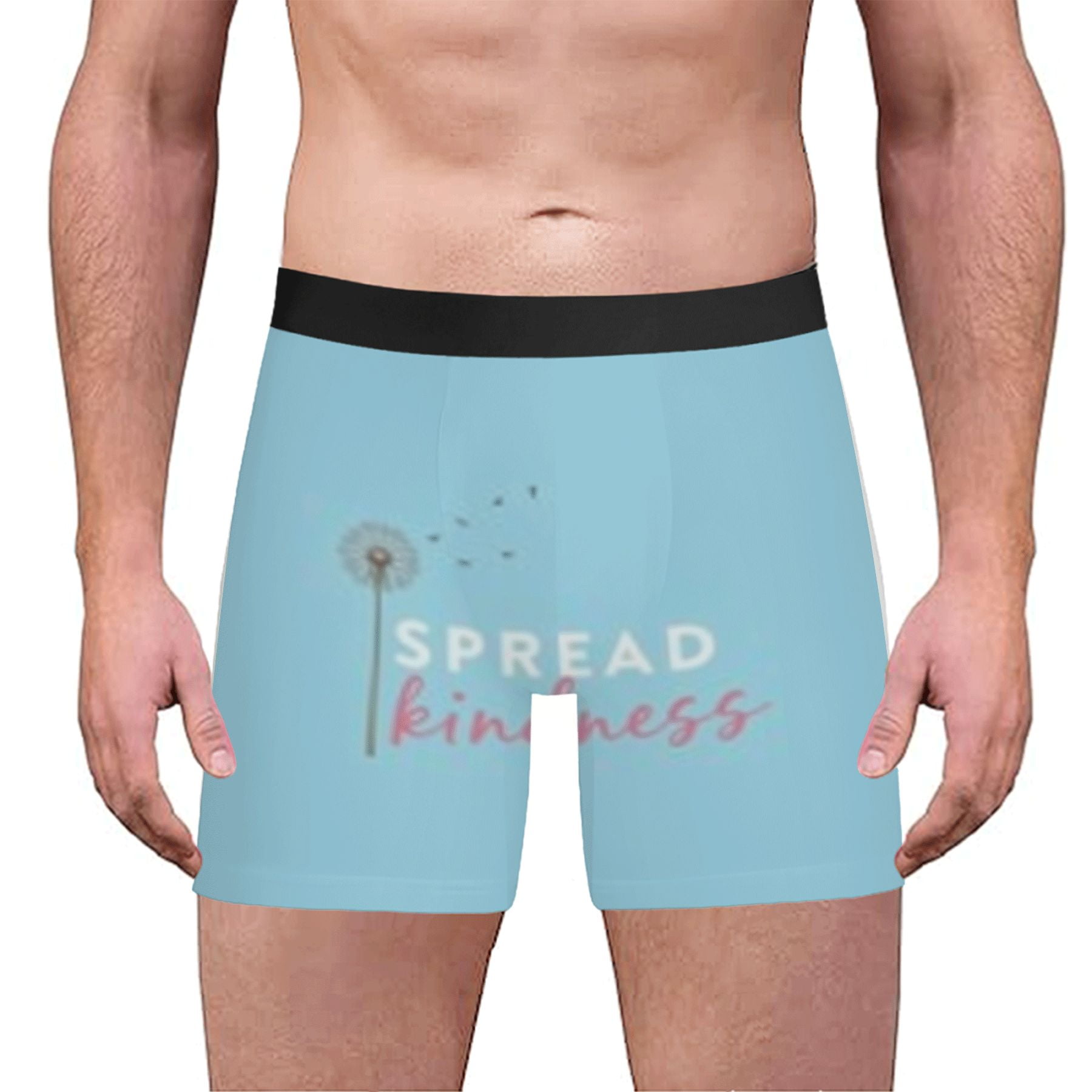 Men's Light Blue Boxer Briefs with Black Textured Waistb Graphic ...