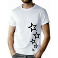 Men's Light Blue Summer Fashion T-Shirt with White Star Pattern - Crew ...