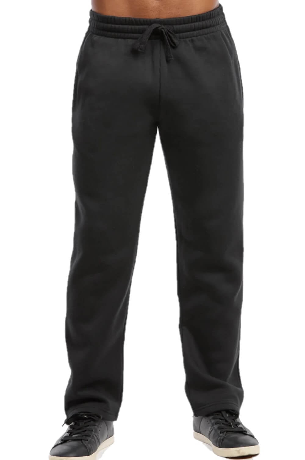 Men's Light Weight Fleece Open Bottom Sweatpants with Pockets, Black M ...