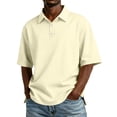 Men's Lightweight Breathable Collared Polo Shirt Button-Down Wrinkle ...
