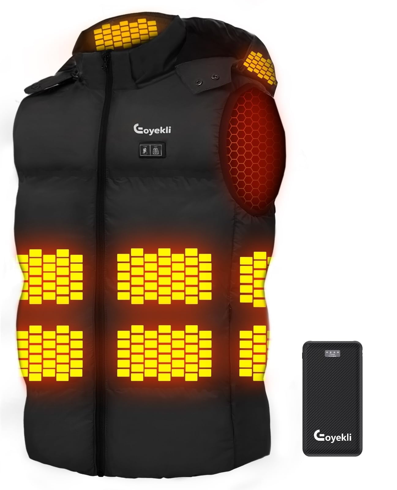Men's Lightweight Heated Vest with Detachable Hood - Includes 7.4V ...