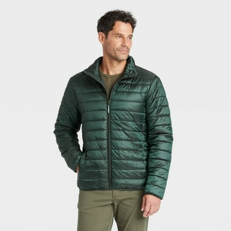 Men's Lightweight Puffer Jacket - Goodfellow & Co Dark Green L ...