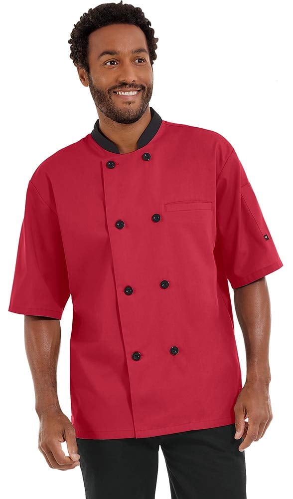 Men's Lightweight Short Sleeve Chef Coat (Red/Black, 2X) - Walmart.com