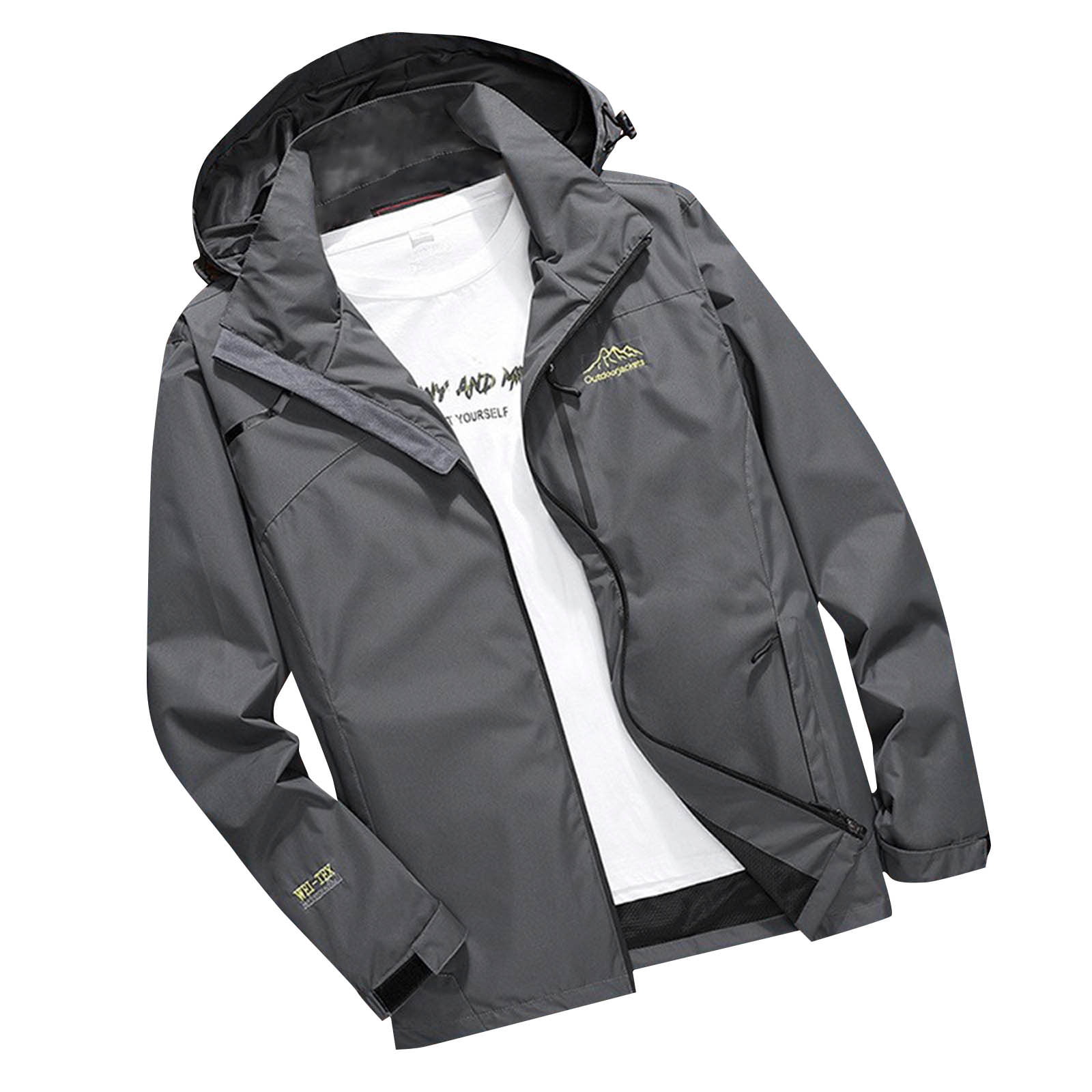 Men's Lightweight Windbreaker Fall Stand Collar Hooded Rain Jacket ...