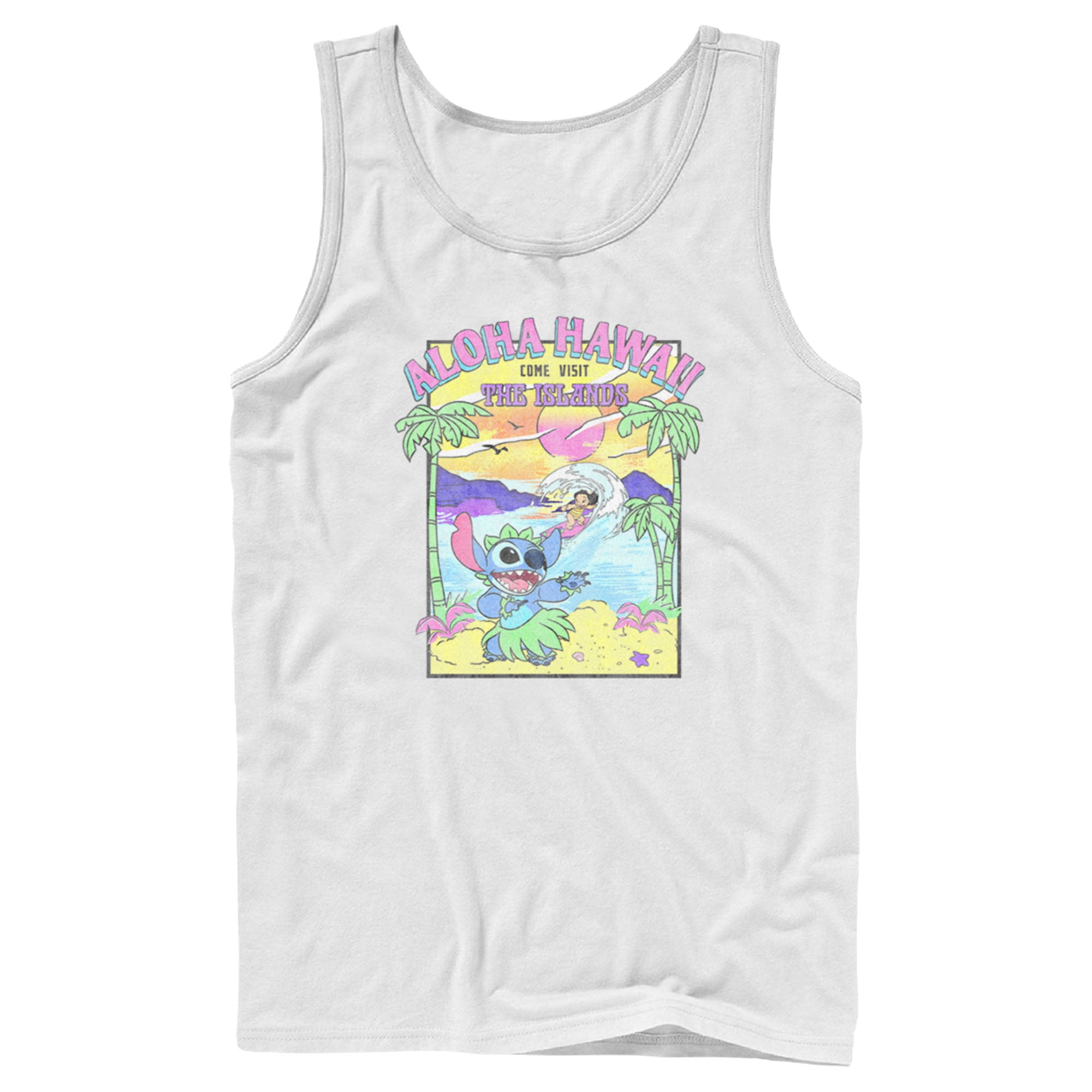 Men's Lilo & Stitch Aloha Hawaii Come Visit the Islands Tank Top White ...