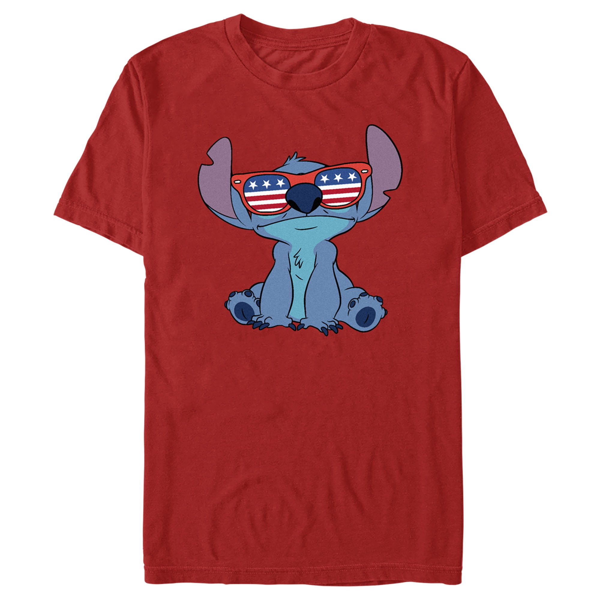 Men's Lilo & Stitch American Flag Sunglasses Stitch Graphic Tee Red ...