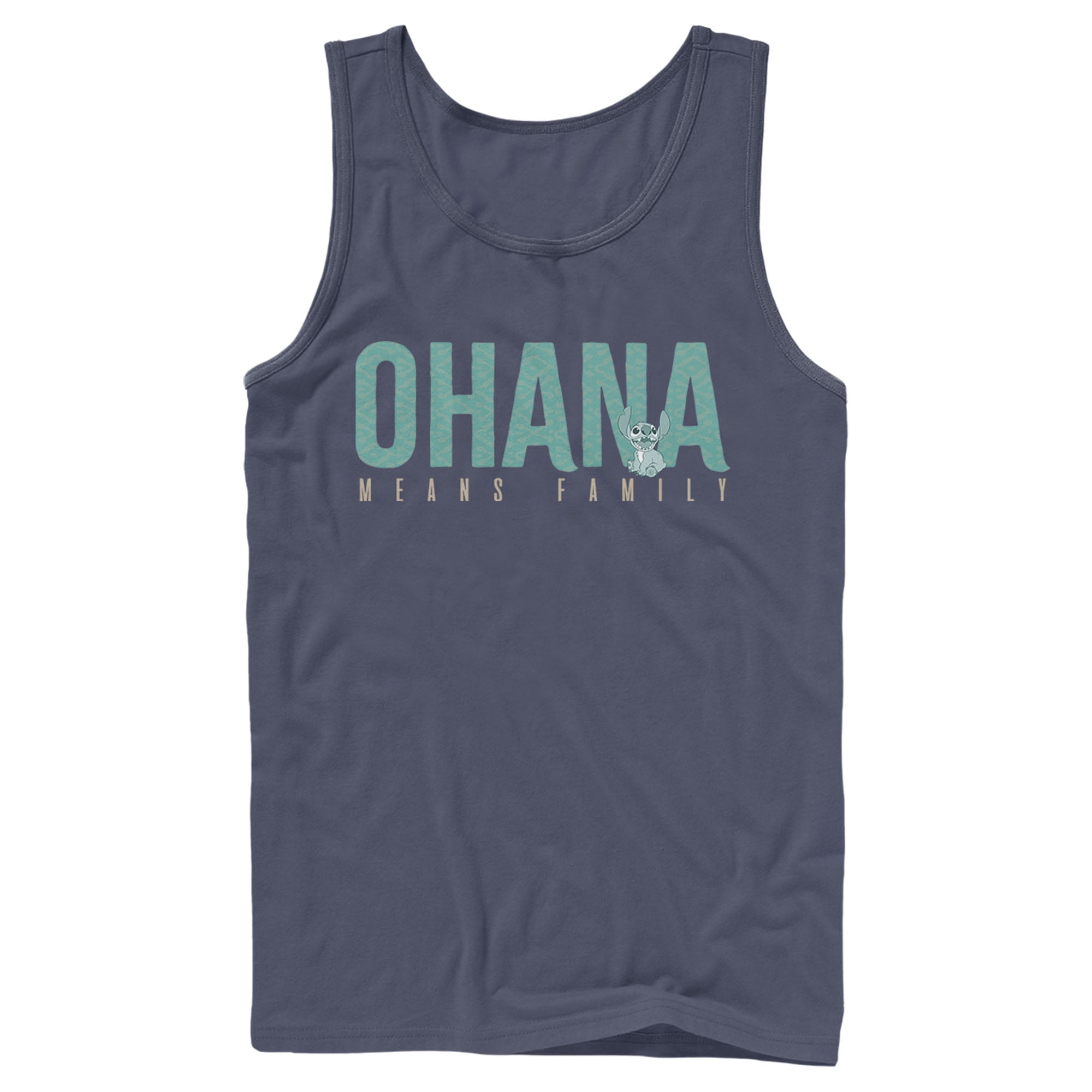 Men's Lilo & Stitch Bold Ohana means Family Tank Top Navy Blue Medium ...