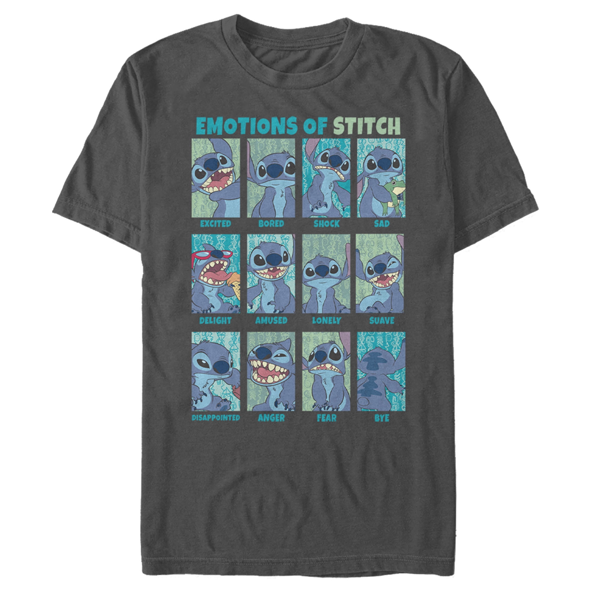 Men's Lilo & Stitch Emotions of 626 Graphic Tee Charcoal 2X Large ...