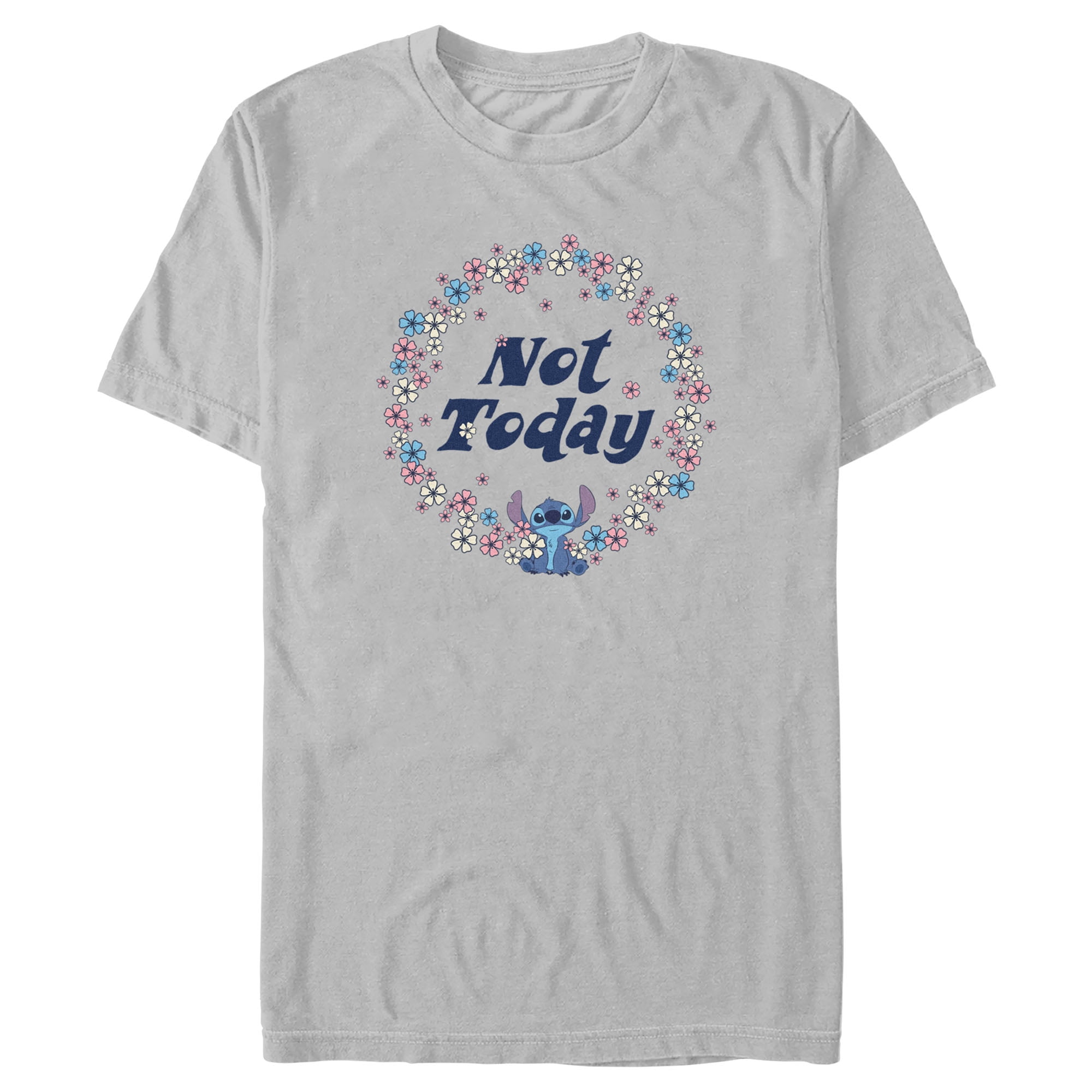 Men's Lilo & Stitch Not Today Floral Circle Graphic Tee Silver X Large ...