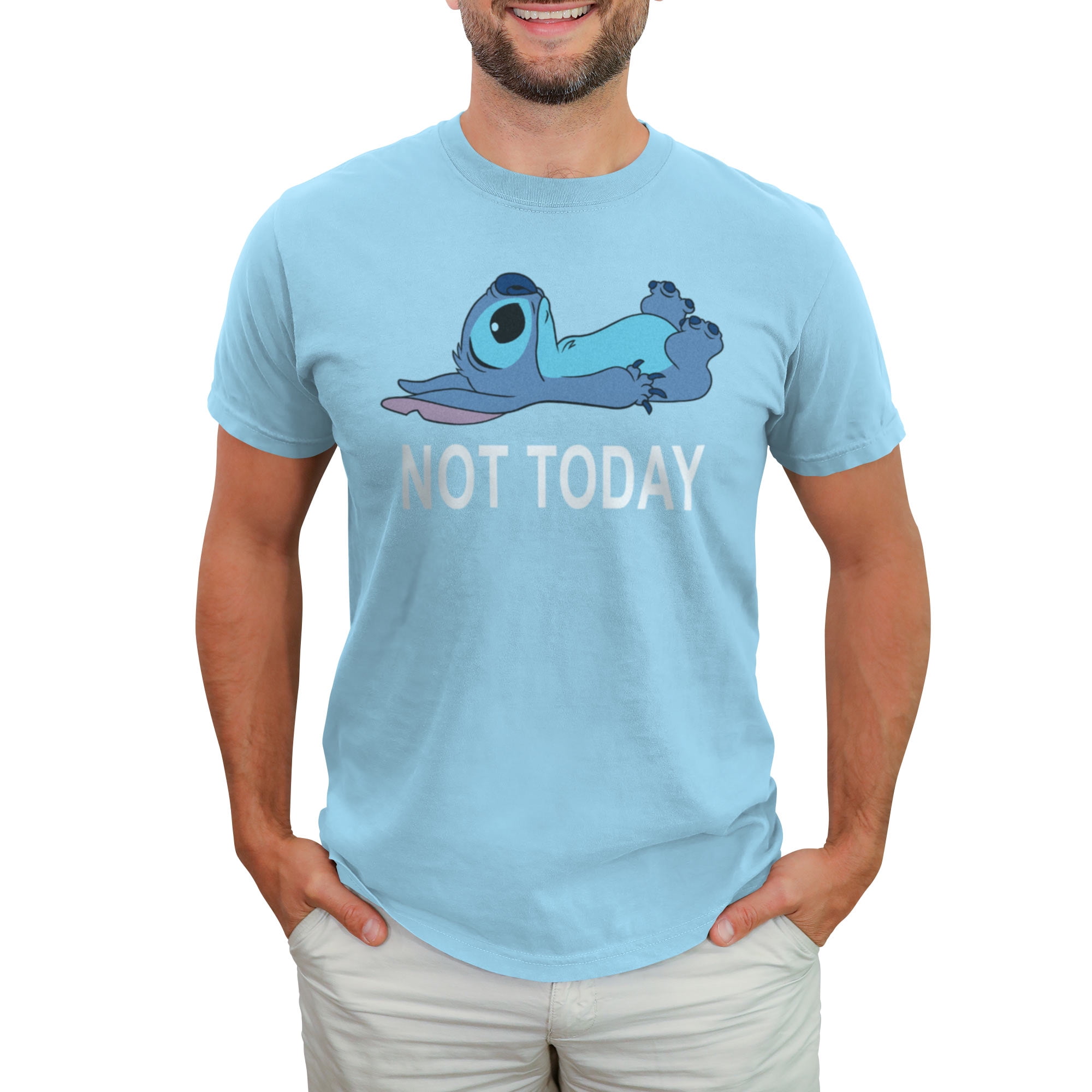 Lilo & Stitch Not Today Men's Graphic Tee, Light Blue, X-Large ...
