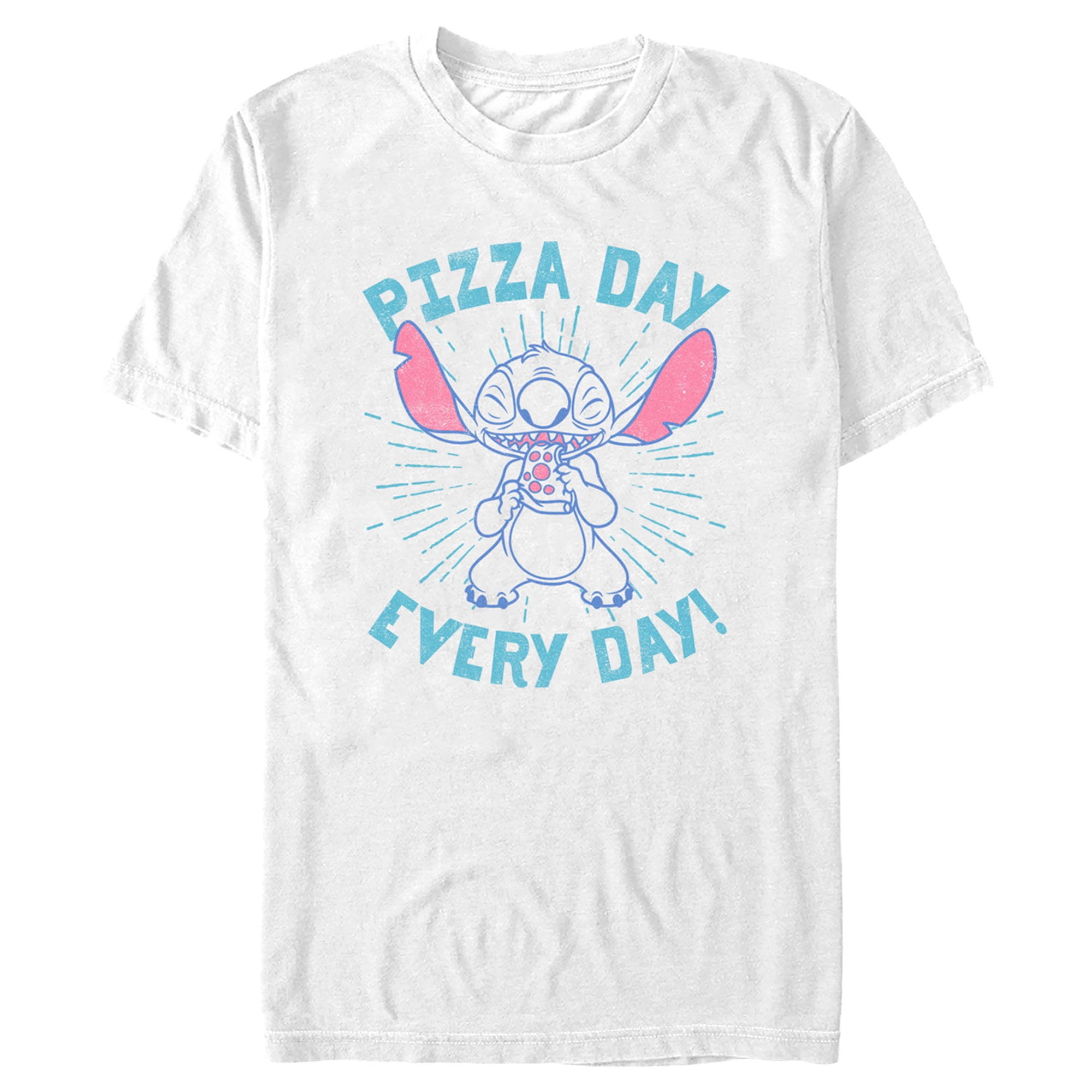 Men's Lilo & Stitch Pizza Day Every Day Stitch Graphic Tee White Large ...