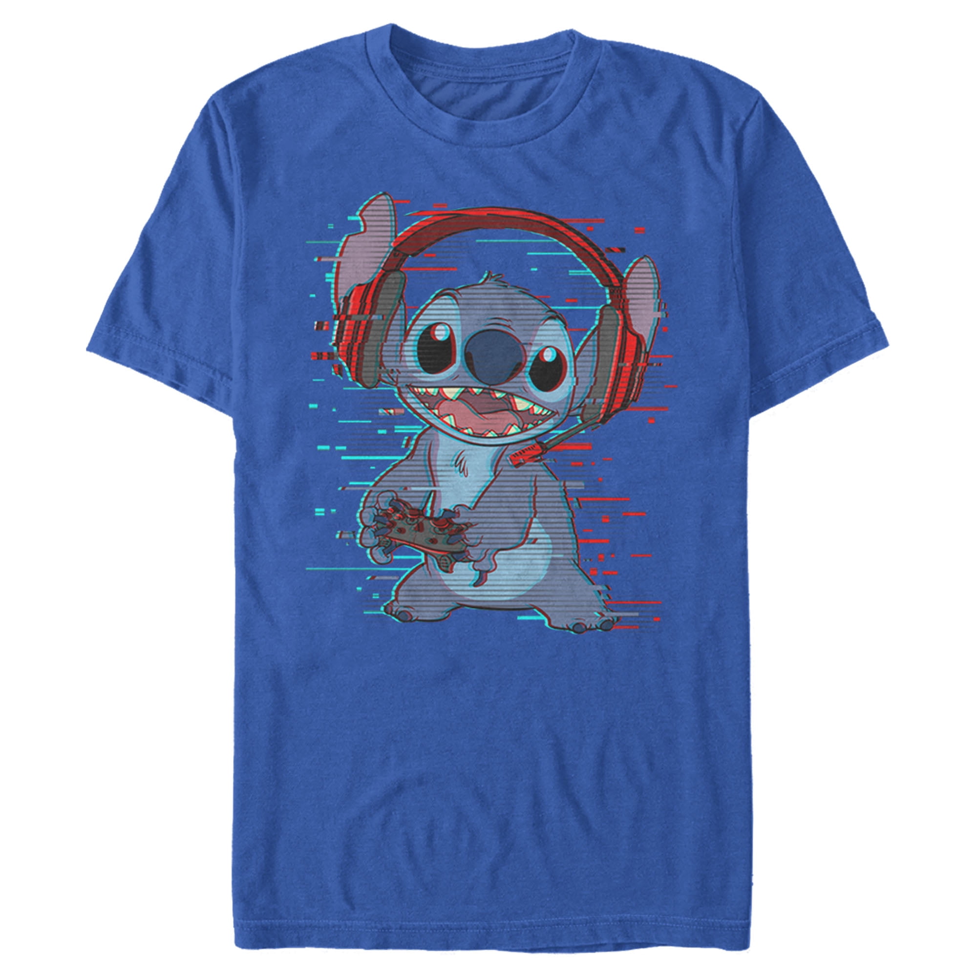 Men's Lilo & Stitch Red and Blue Gamer Graphic Tee Royal Blue 2X Large ...