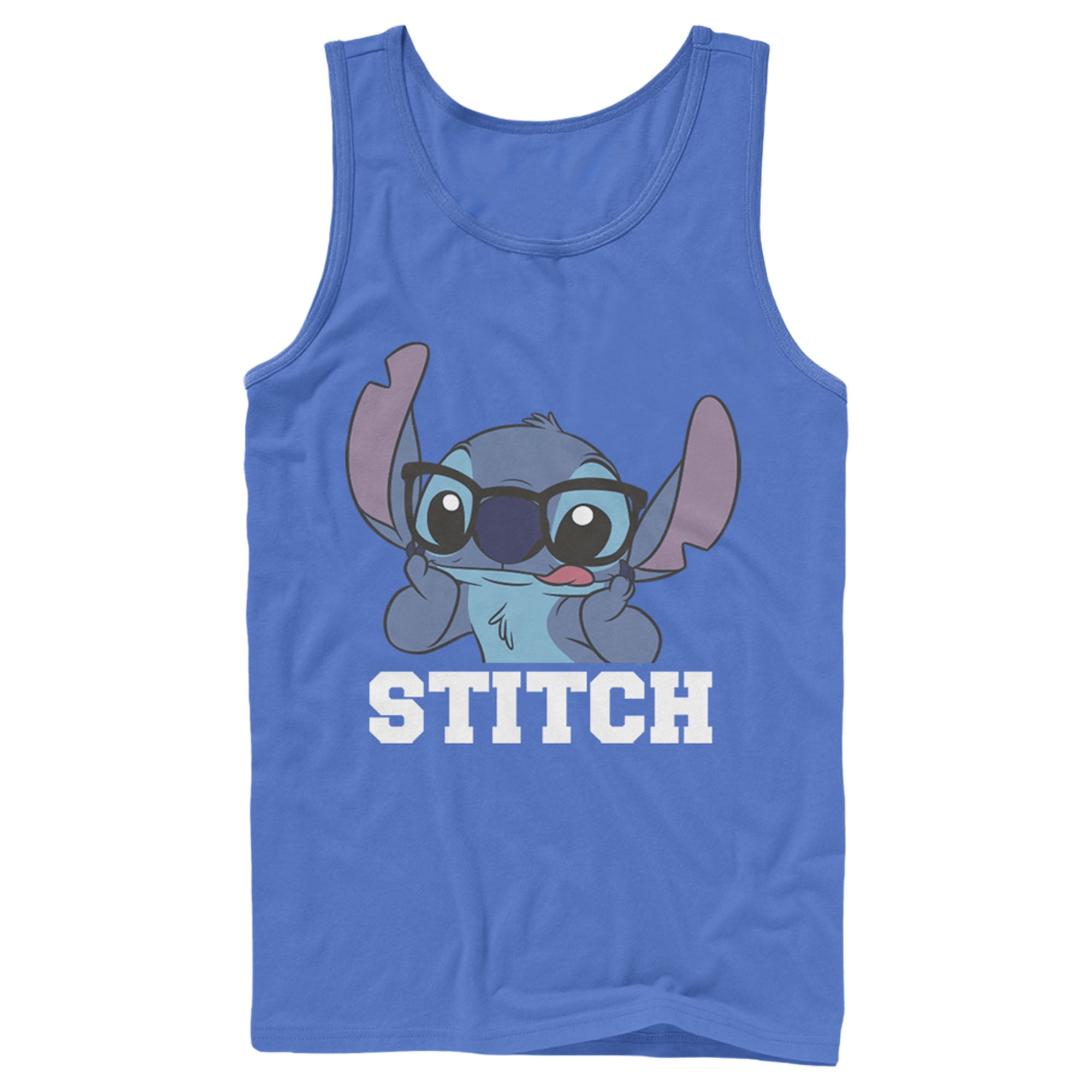 Men's Lilo & Stitch Silly Black Glasses Tank Top Royal Blue Large ...