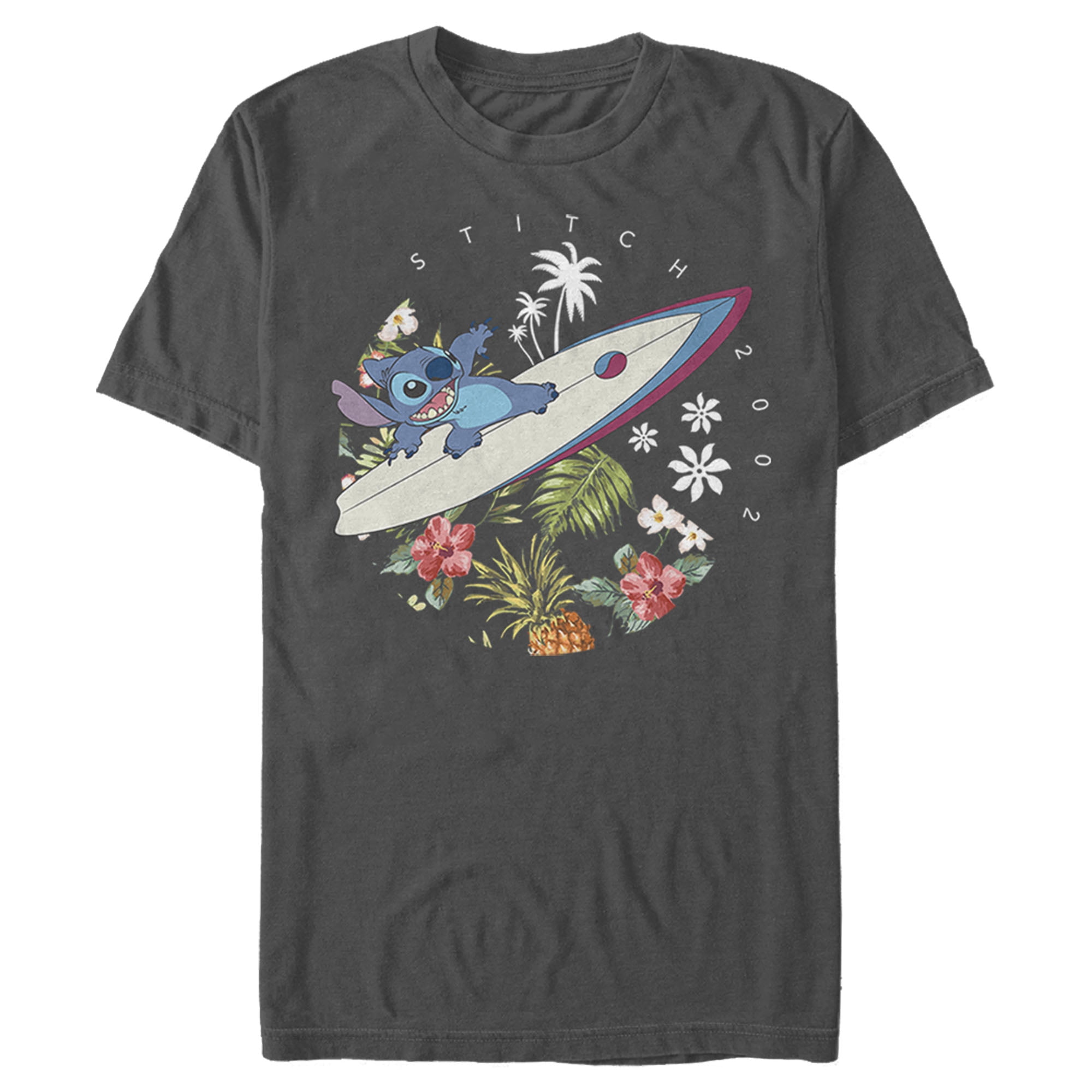 Men's Lilo & Stitch Tropical Waves Graphic Tee Charcoal Small - Walmart.com