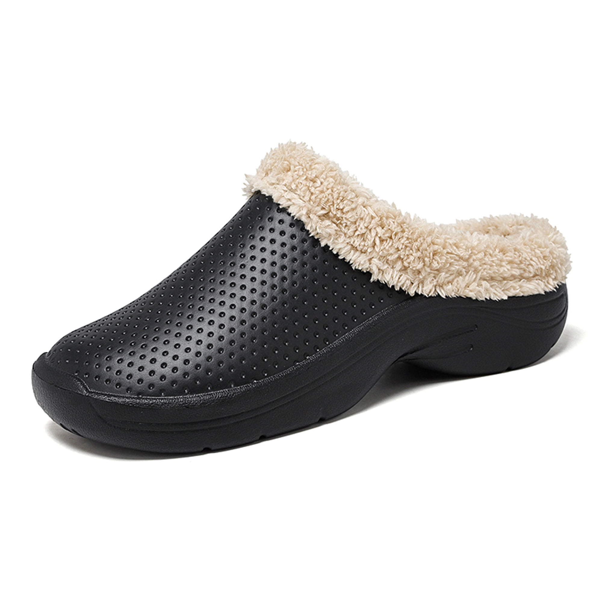 Men’s Lined Clogs Women’s Winter Fuzzy Slippers Waterproof Faux Fur ...
