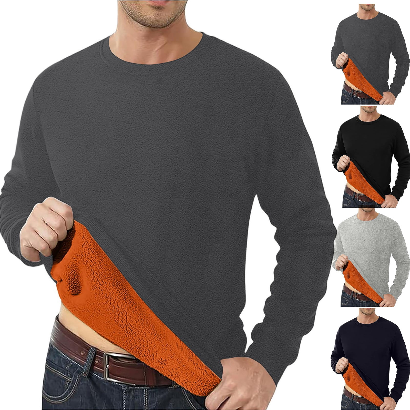 Men's Lined Sweatshirt, Premium Heavyweight Fleece Pullover Thick ...