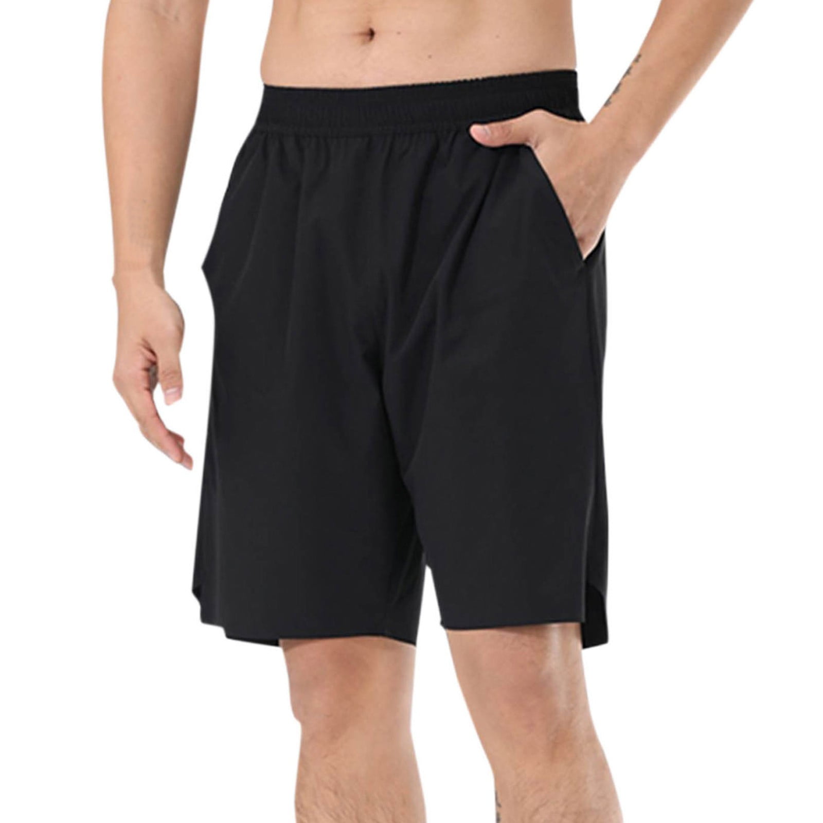 Men's Linen Cotton Capri Pants Summer Drawstring Below Knee Baggy Wide ...