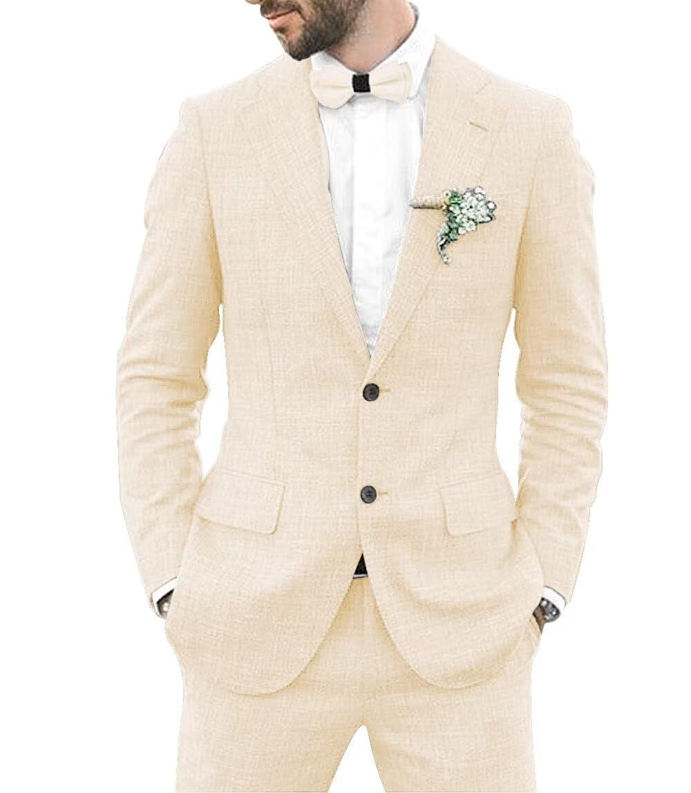 Men's Linen Suit 2 Piece Linen Suits Slim Fit Wedding Beach Casual ...