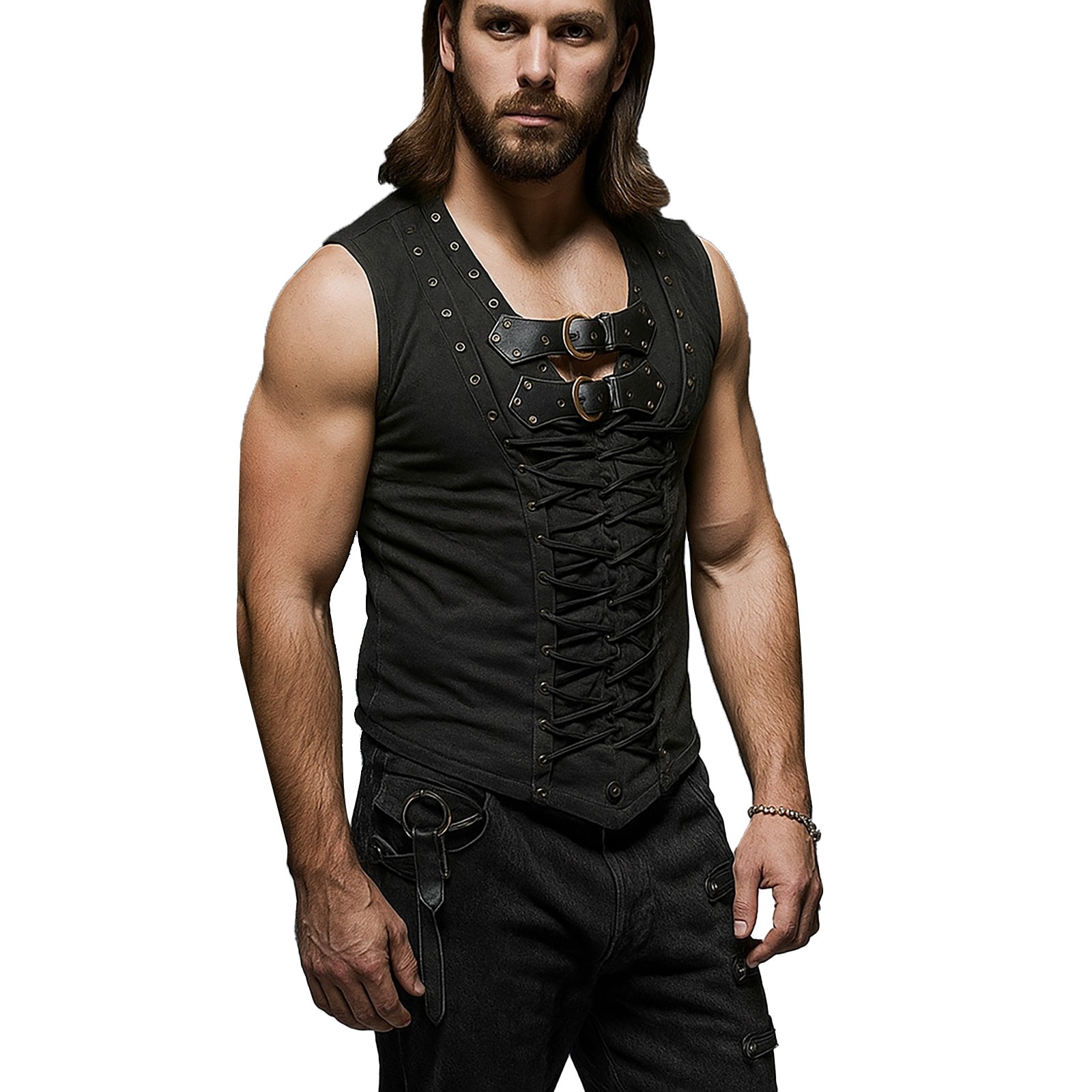 Men's Linen Tank Top Sleeveless Shirt with Tie Detail Casual Summer ...