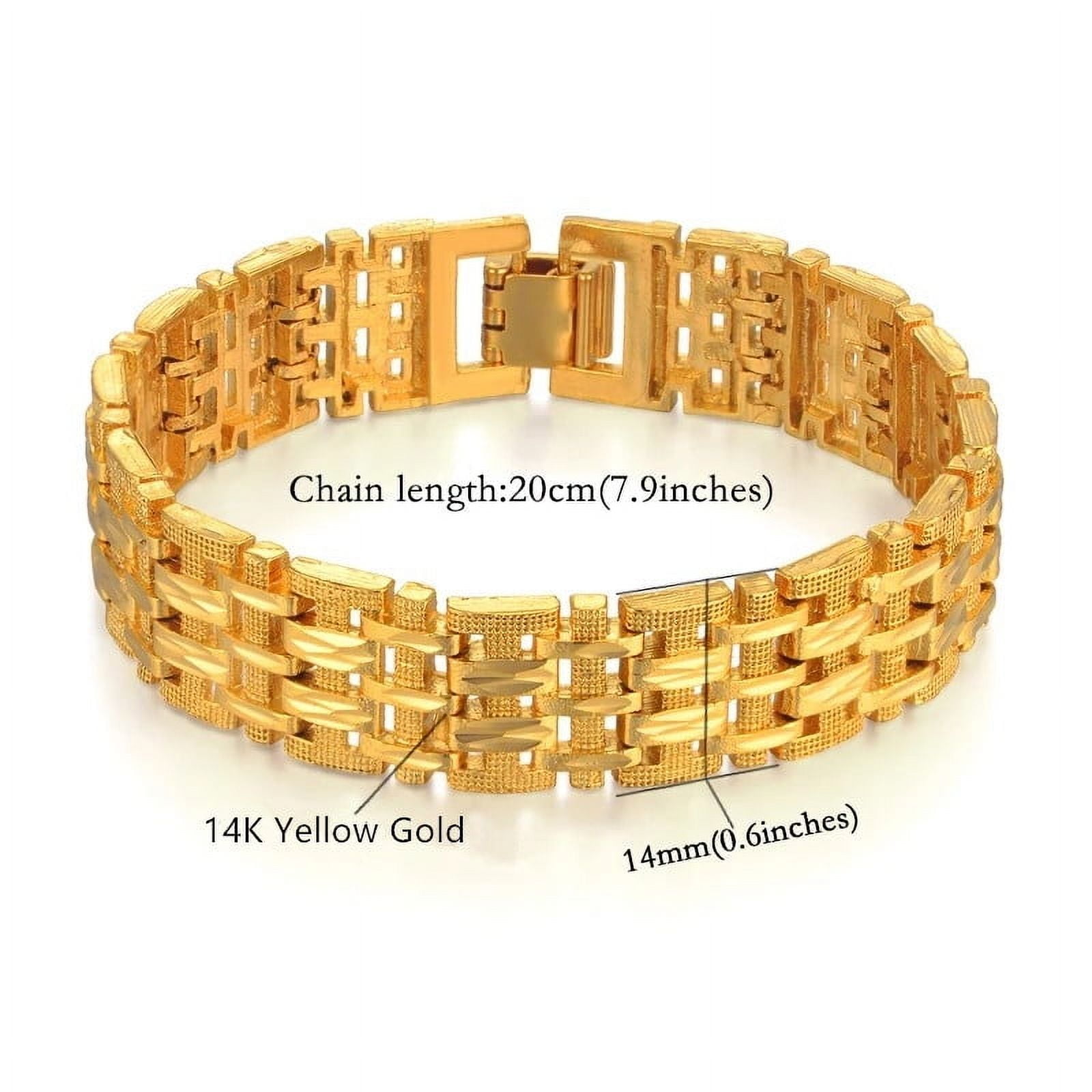 Men's Link Bracelet Thick Gold Chain Link Bracelets 20cm 14K Yellow ...