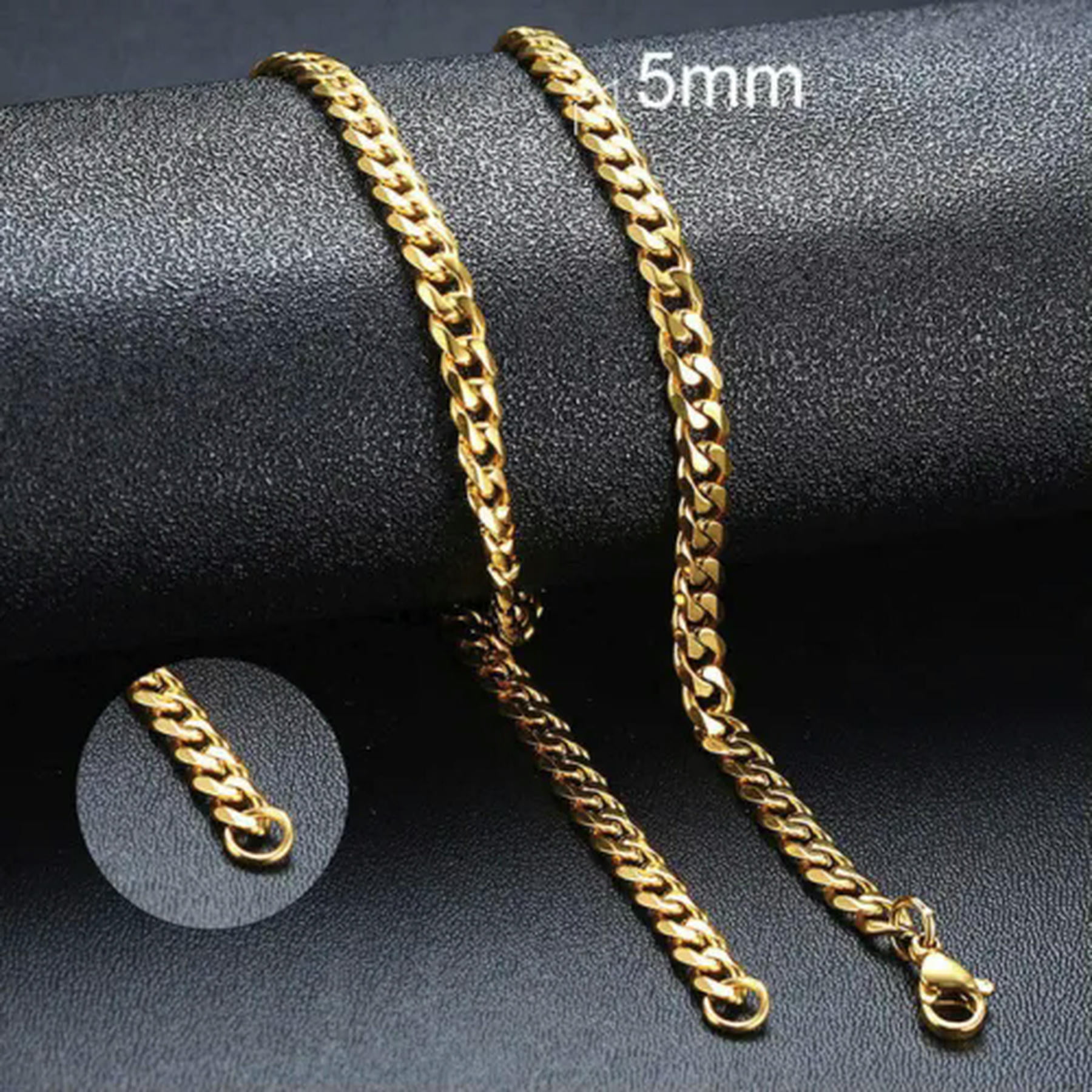 Men's Link Chain Necklace Stainless Steel Gold Black Color Male Choker ...