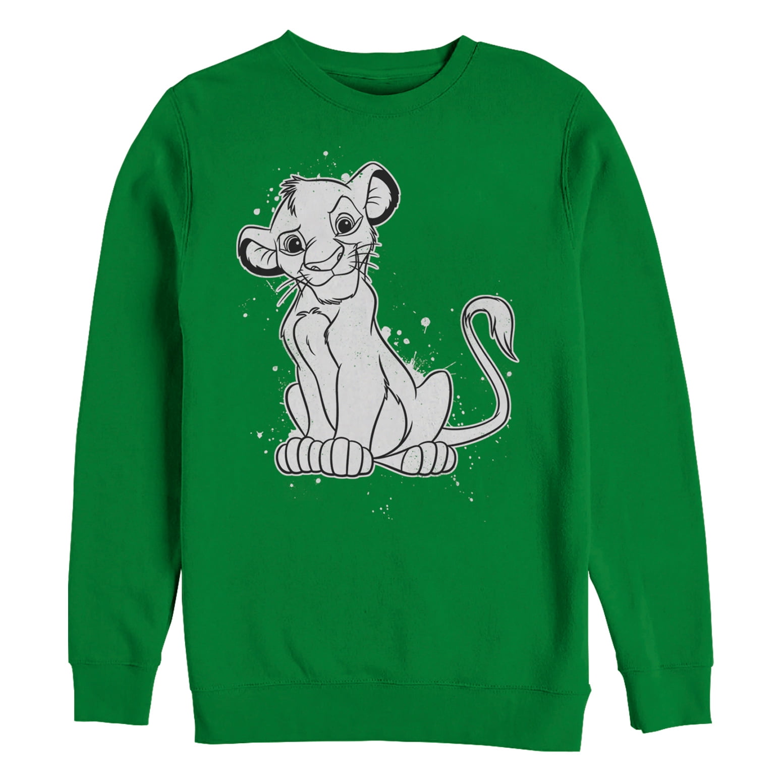 Men's Lion King Simba Smirk Paint Splatter Print Sweatshirt Kelly Green ...