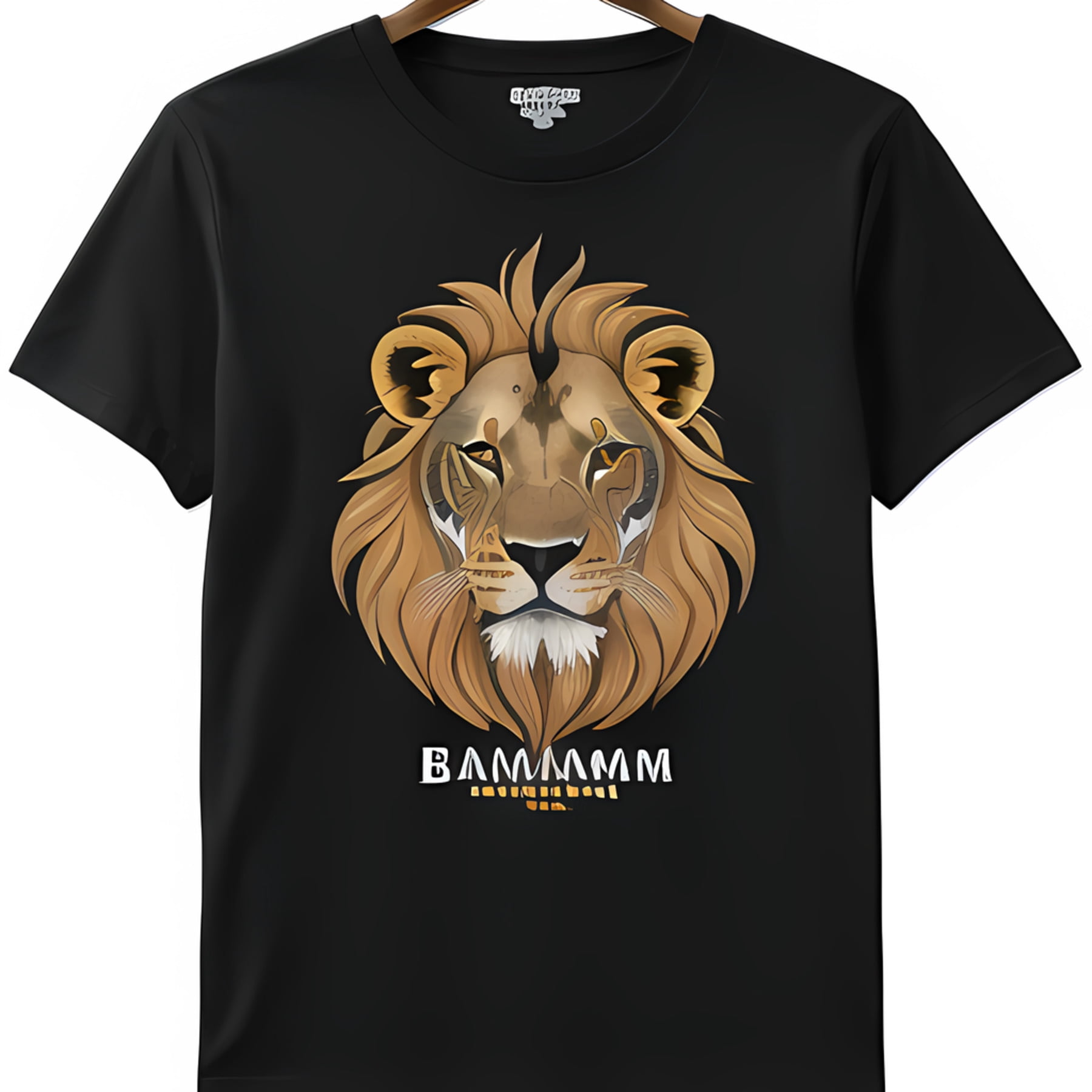 Men's Lion Logo Black T-Shirt BAMM SMcourt Vector Illustration Design ...