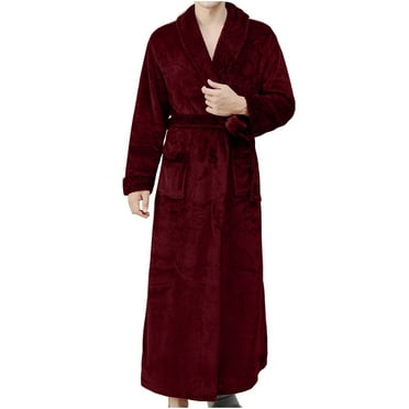 FashGudim Mens Robes Big and Tall Full Length Shawl Collar Long Plush Robe (Navy,L/XL) - Walmart.com