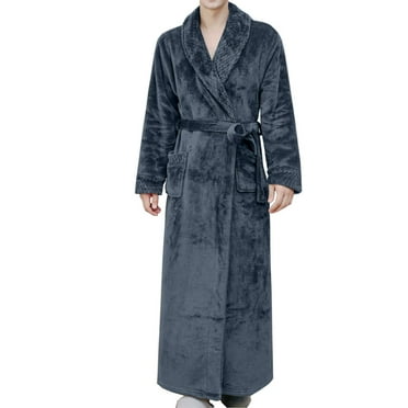 FashGudim Mens Robes Big and Tall Full Length Shawl Collar Long Plush ...