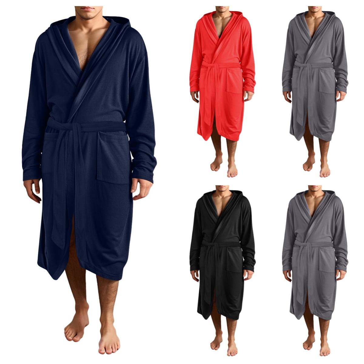 Men's Long Robe Soft Robes for Men Warm Bathrobes Comfy House Coat Full ...