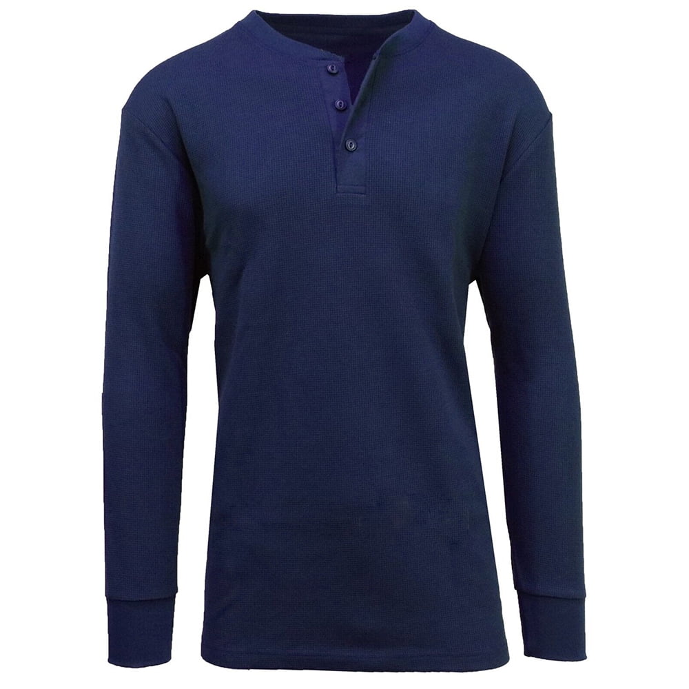 Men's Long Sleeve 3 Button Knit Thermal Undershirt - Walmart.com