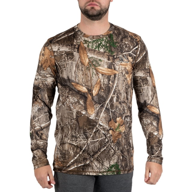 Men's Long Sleeve Camo Tee Hunting Performance Shirt by Realtree, Sizes ...