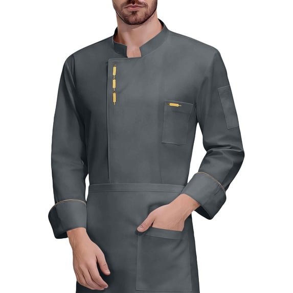 Men's Long-Sleeve Chef Jacket, Lightweight Chef Coat, Buttoned Chef ...