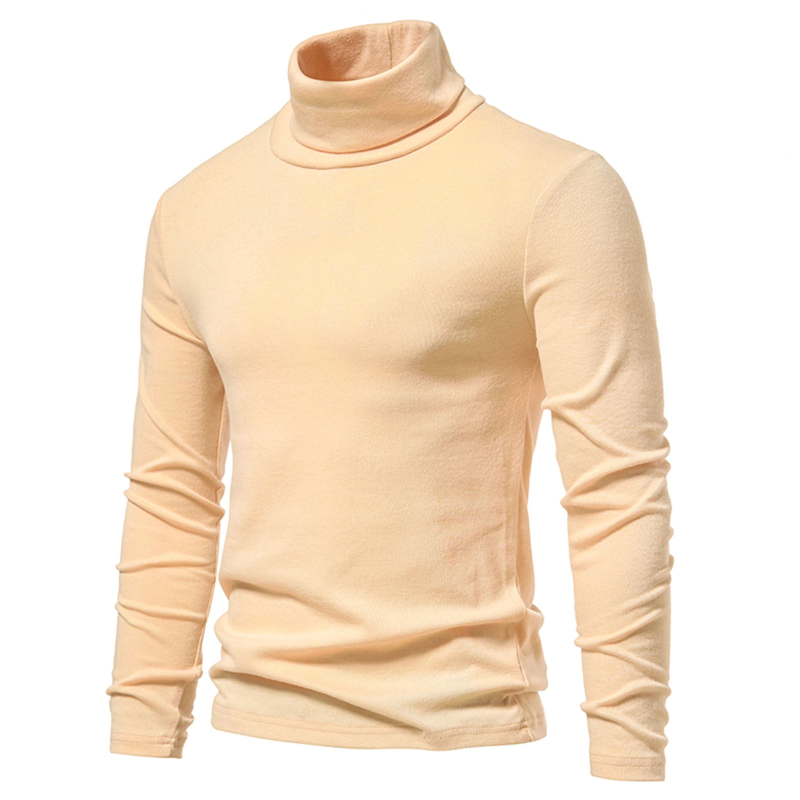 Men's Long Sleeve Cotton T Shirt Classic High Neck Casual Solid Color ...