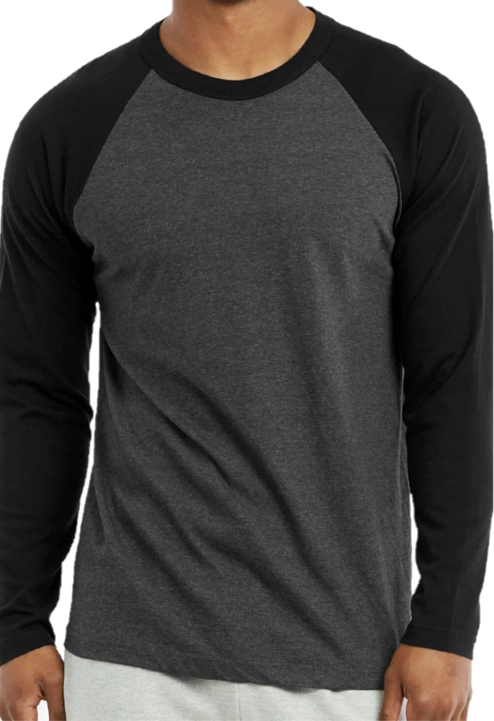 Men's Long Sleeve Crew Neck Baseball Shirt, Casual Dynamic Cotton Raglan T Shirts, Black ...