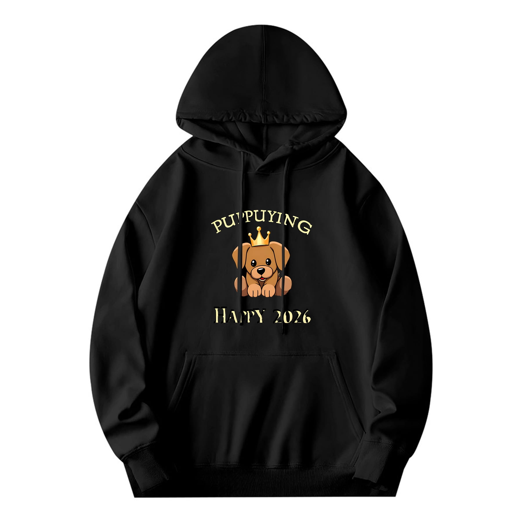 Men's Long Sleeve Hoodie Pullover Sweatshirt with Cartoon Dog Crown ...
