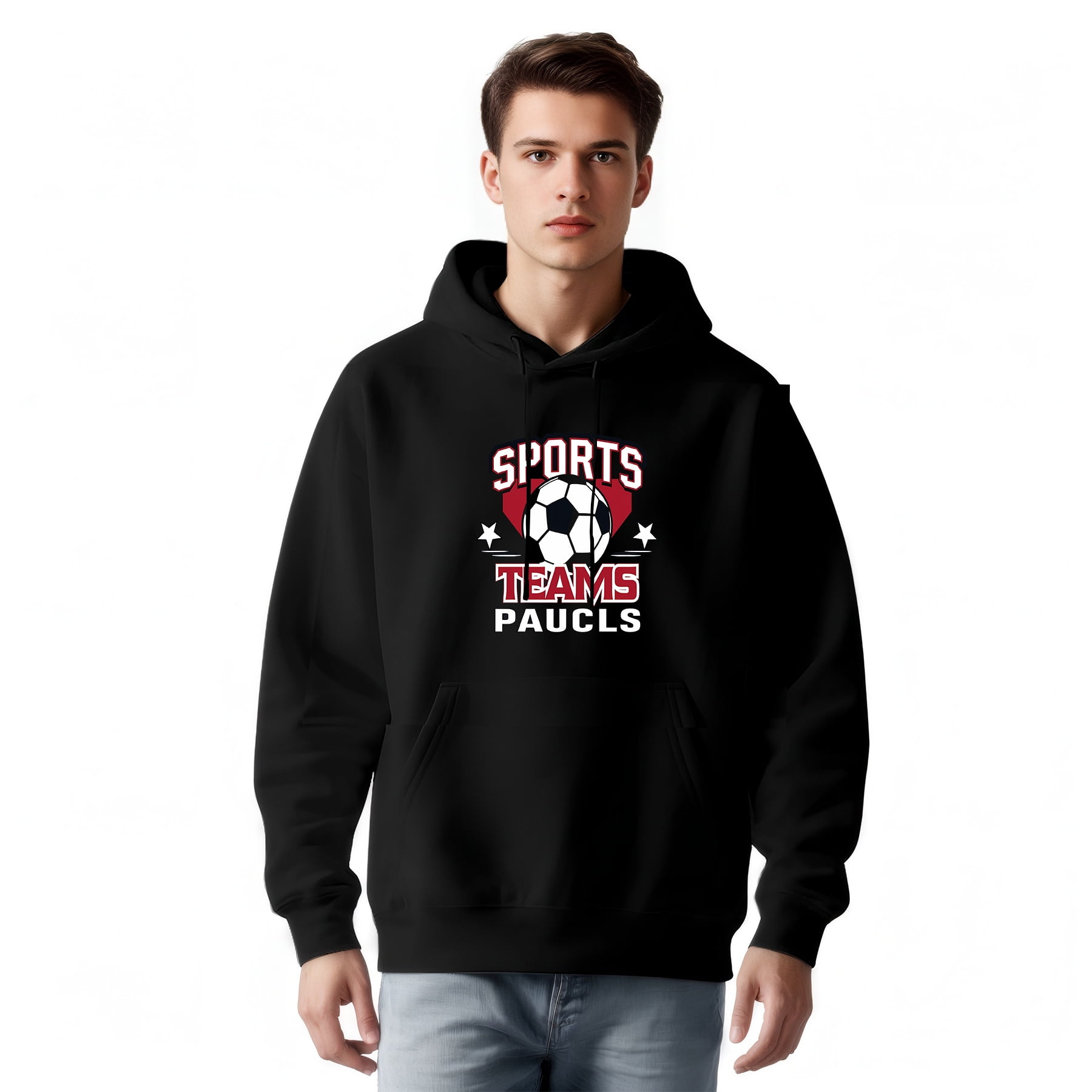 Men's Long Sleeve Hoodie Pullover Sweatshirt with Front Pocket Soccer ...