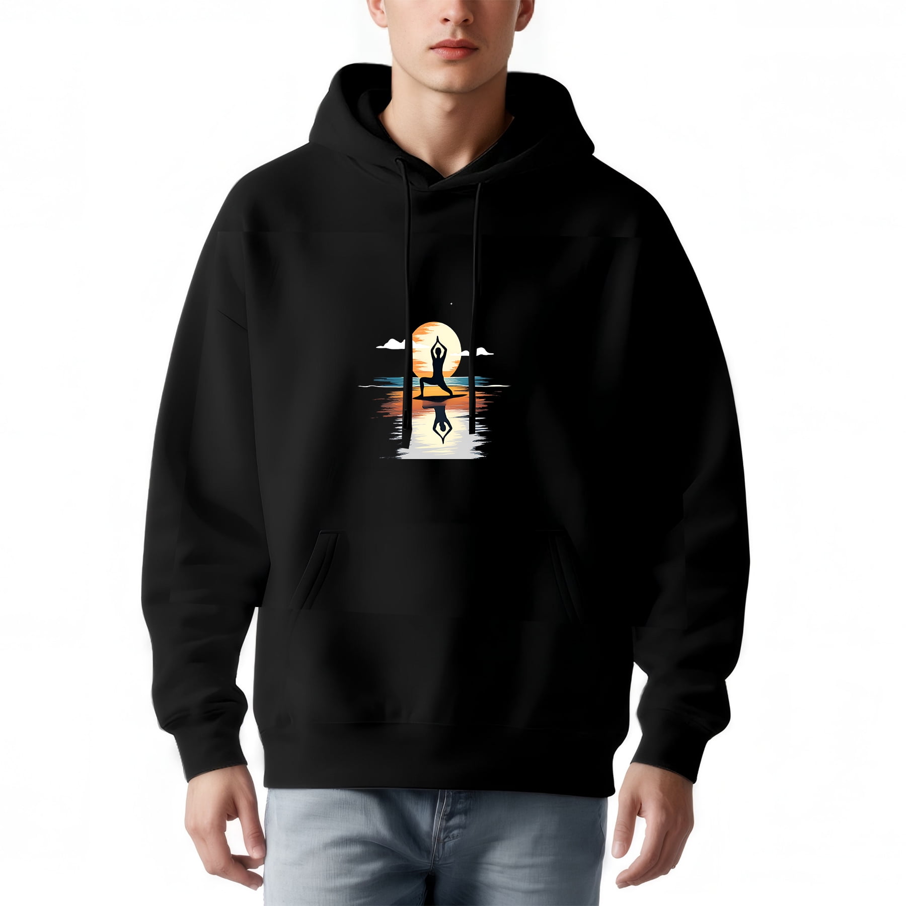 Men's Long Sleeve Hoodie Pullover Sweatshirt with Front Pocket - Yoga ...