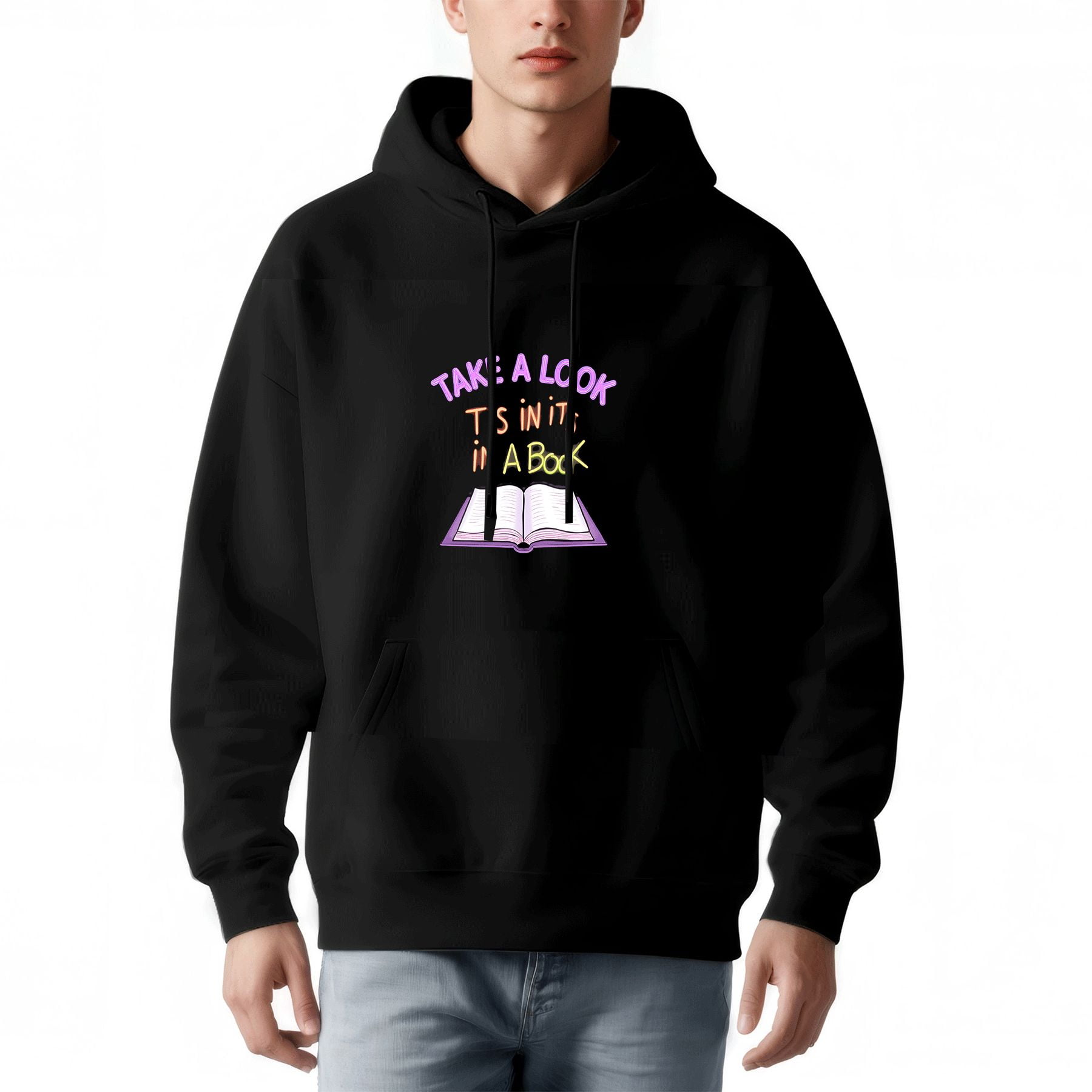 Men's Long Sleeve Hoodie Pullover with Front Pocket - Colorful ' TAKE A ...