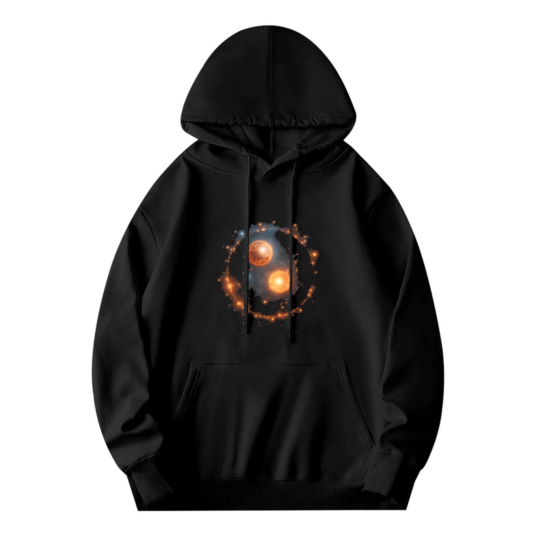 Men's Long Sleeve Pullover Hoodie with Pockets - Cosmic Graphic Design ...