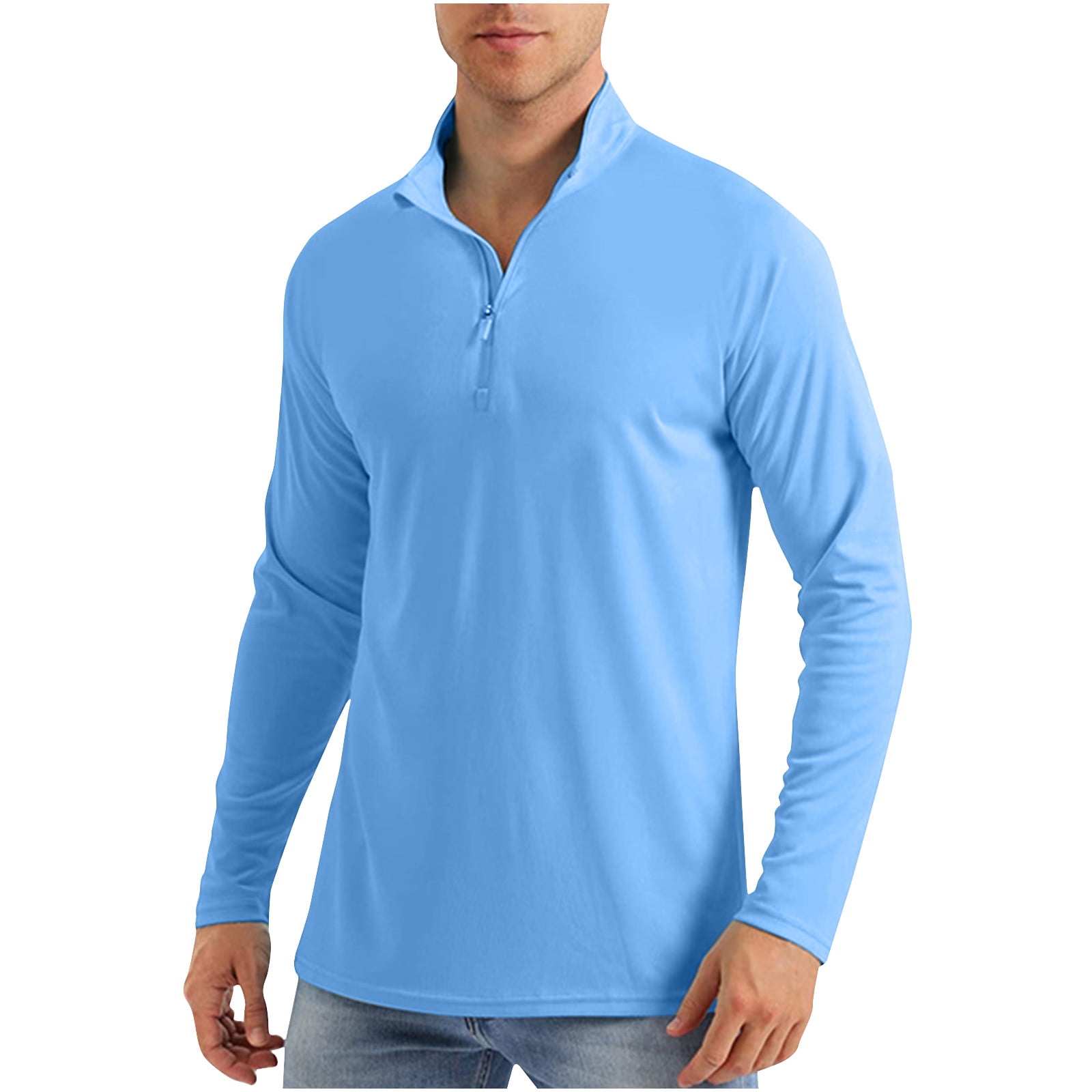 Men's Long Sleeve Sun Shirts Lightweight 1/4 Zip Up Long Sleeve SPF UV ...