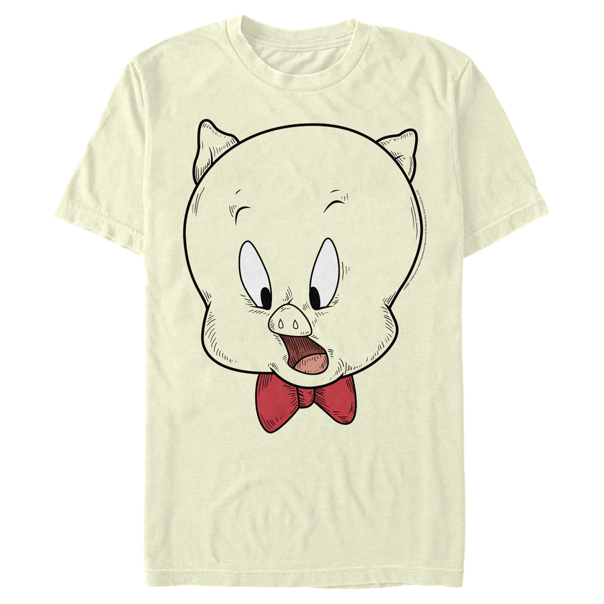 Men's Looney Tunes Porky Big Face Drawing Graphic Tee Beige Large ...